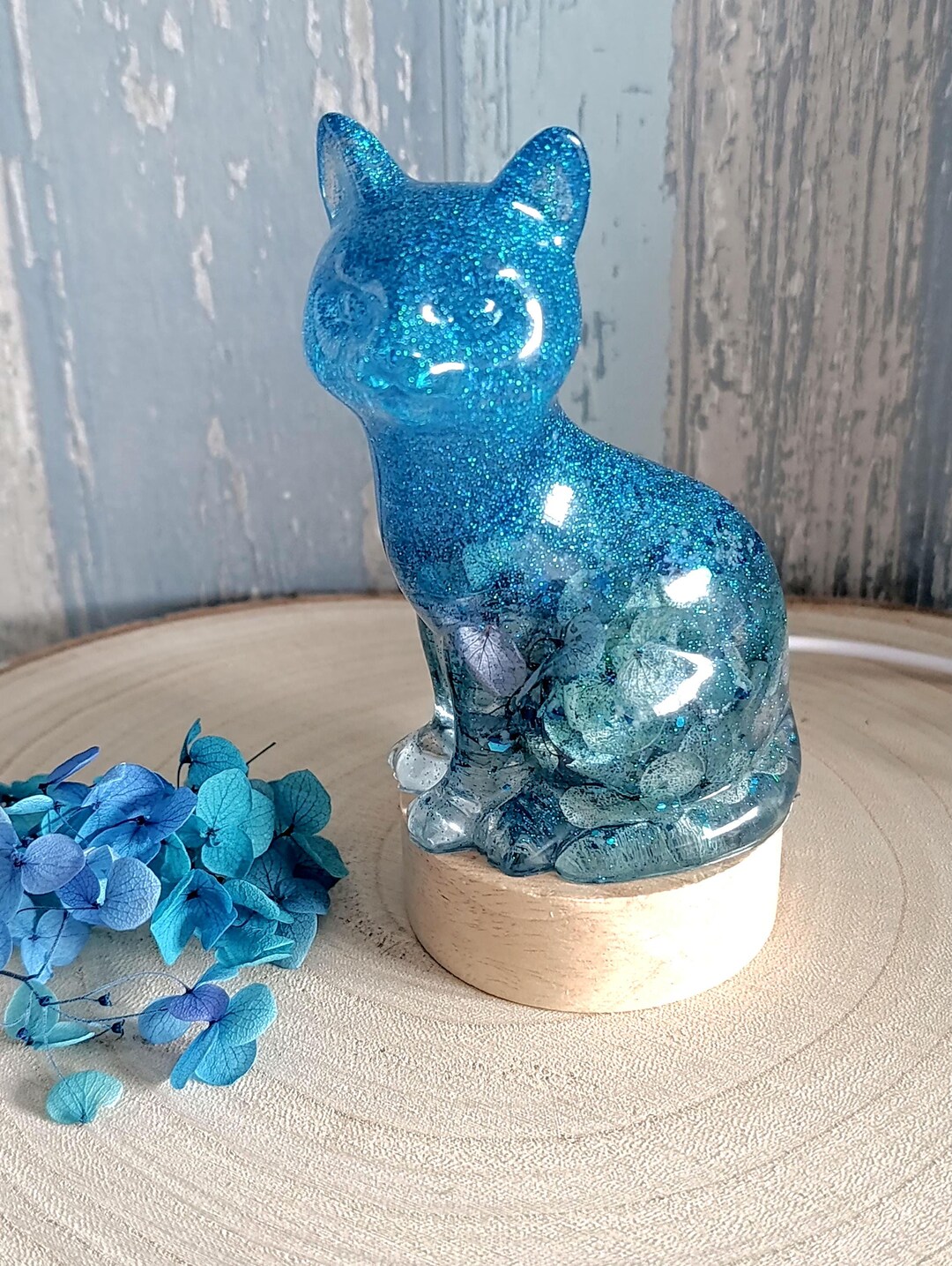 Resin 3d Floral Cat Light, With Glow in the Dark Feature - Etsy