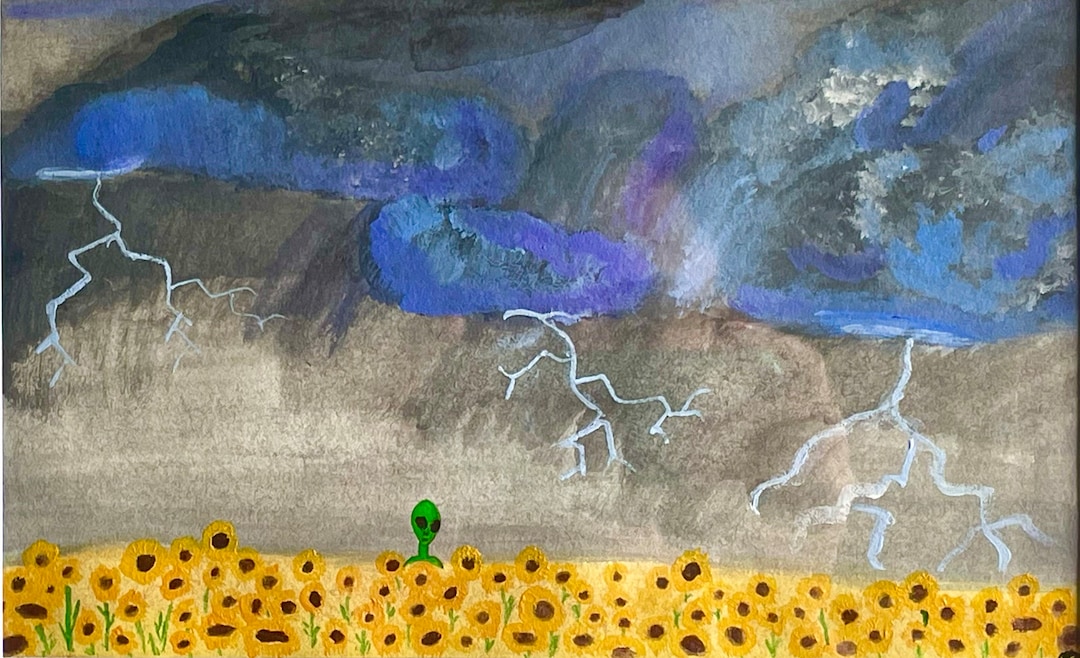 Alien, Thunderstorm, Sunflowers, Lightning, Field of Flowers, Rain ...