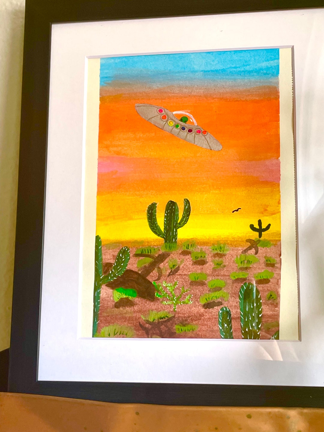 Alien Flying Saucer, Desert, Ufo, Glow in the Dark, Uap Painting ...