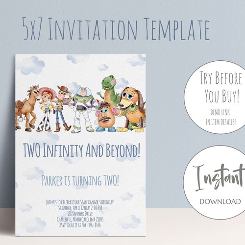 Two Infinity and Beyond Birthday Invitation Two Infinity - Etsy