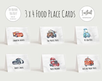Cars Food Labels - Etsy
