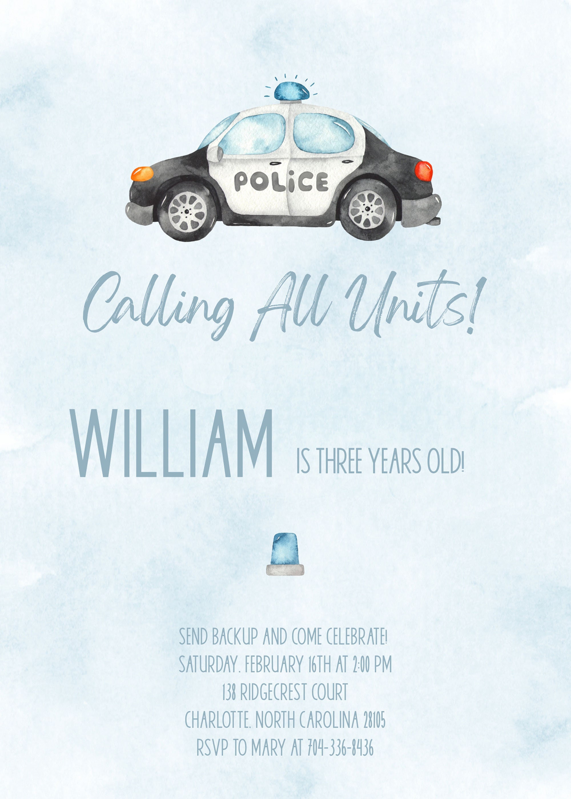 Calling All Units Birthday | Police Birthday Invitation, Editable ...
