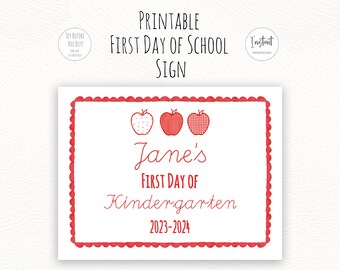 Printable First Day of School Sign, Watercolor School Sign, Editable ...