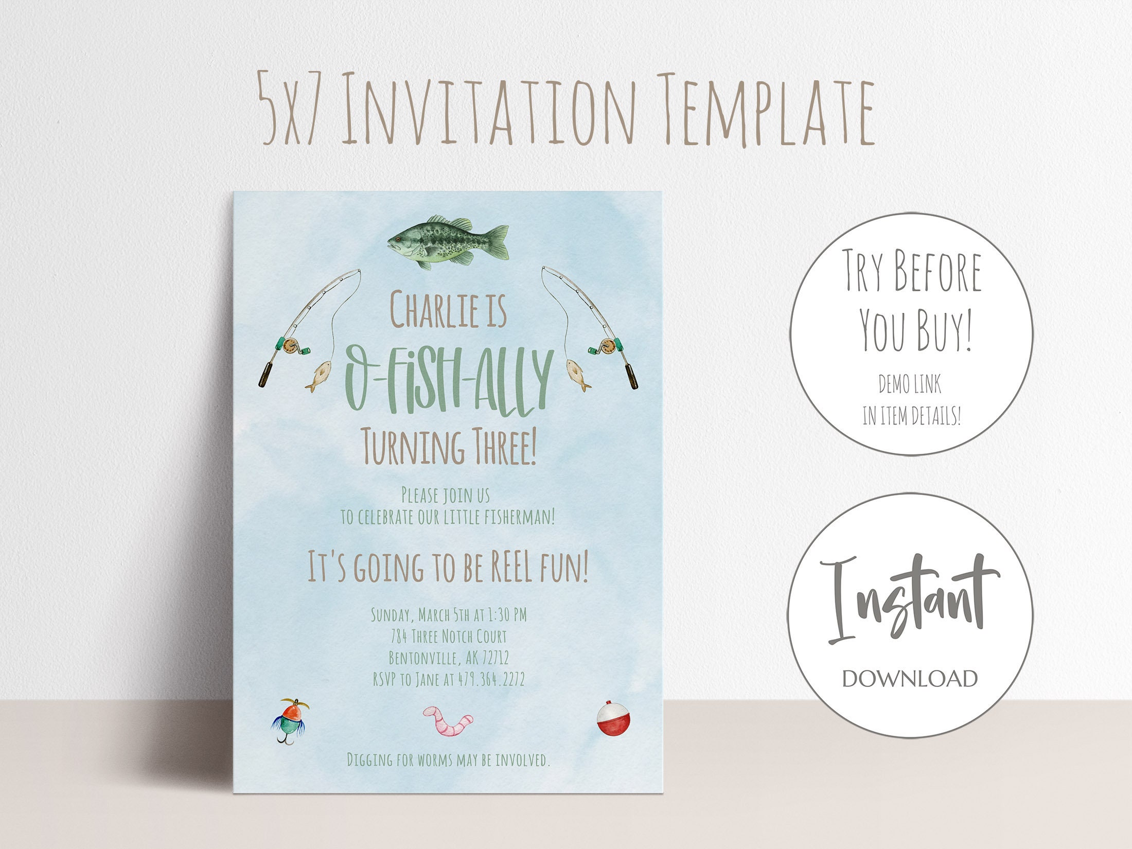 Fishing Birthday Invitation, Fishing Invitation, Ofishally One ...