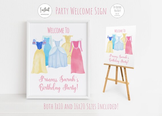 Princess Party Welcome Sign Royal Celebration Instant - Etsy