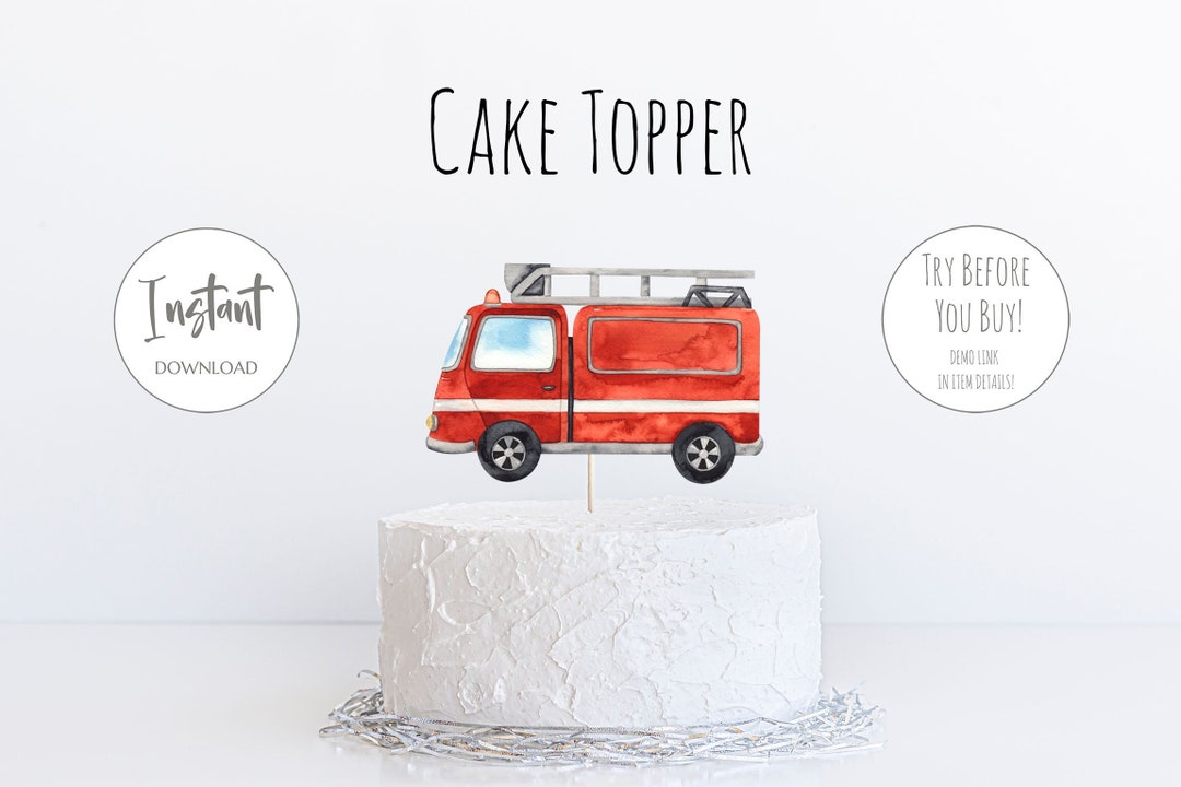 Fire Truck Birthday Cake Topper | Fire Truck Birthday Party, Firetruck ...