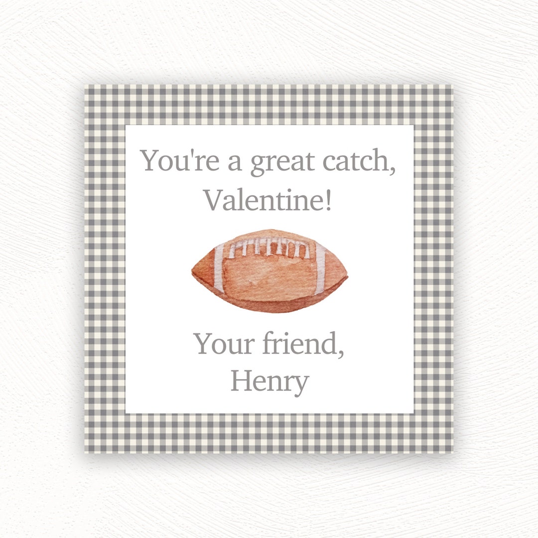 Football Valentine Card, Classroom Valentines, Valentine Boy Football ...