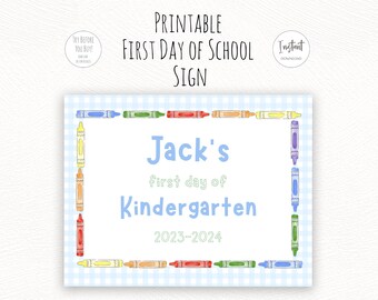 Printable First Day of School Sign, Watercolor School Sign, Editable ...
