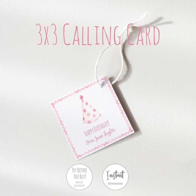 Editable Gift Tag 3x3 Kids Gift Tag Happy Birthday Tag - Etsy