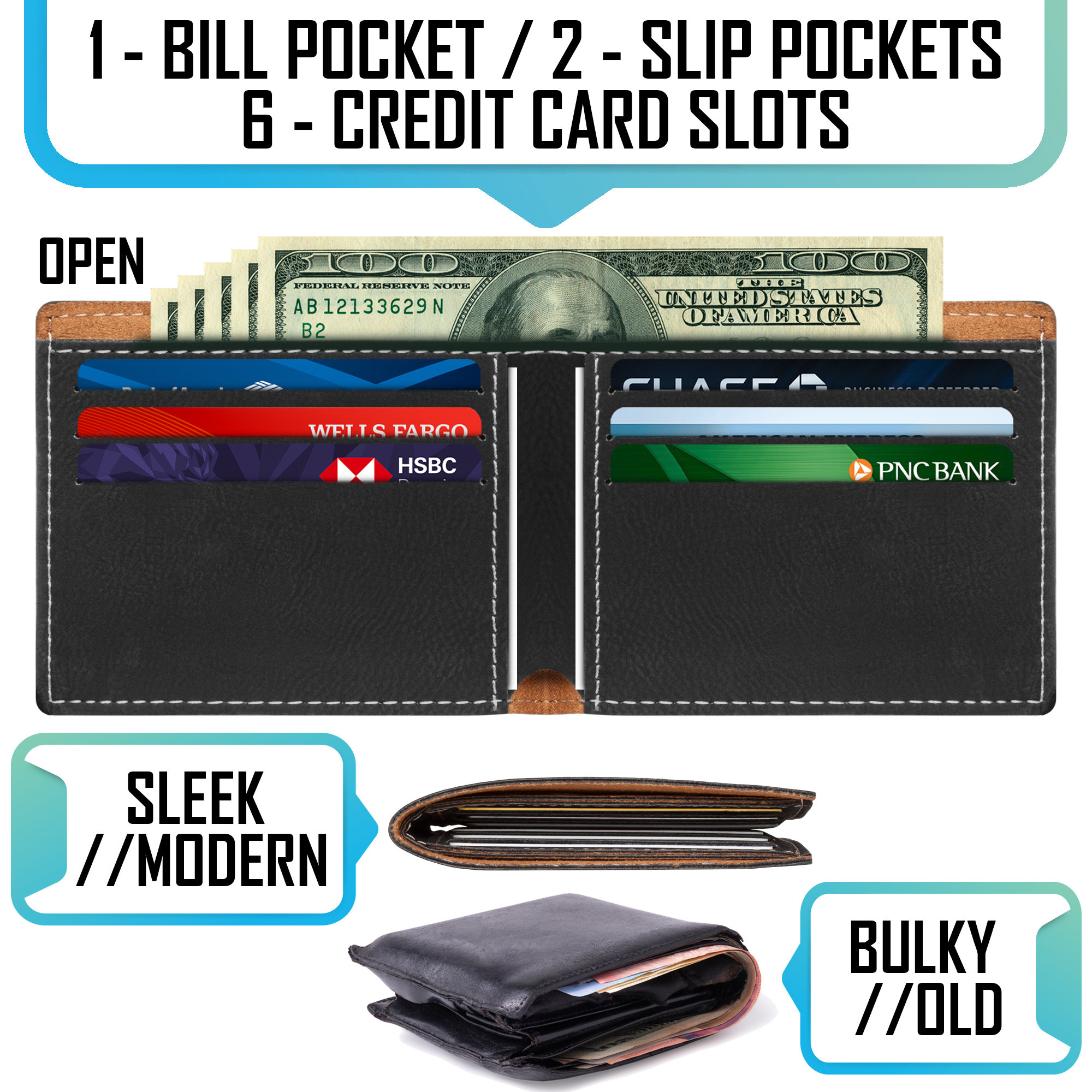 Custom Soccer Sport Theme Vegan Wallet: Engraved Faux Leather Bifold ...