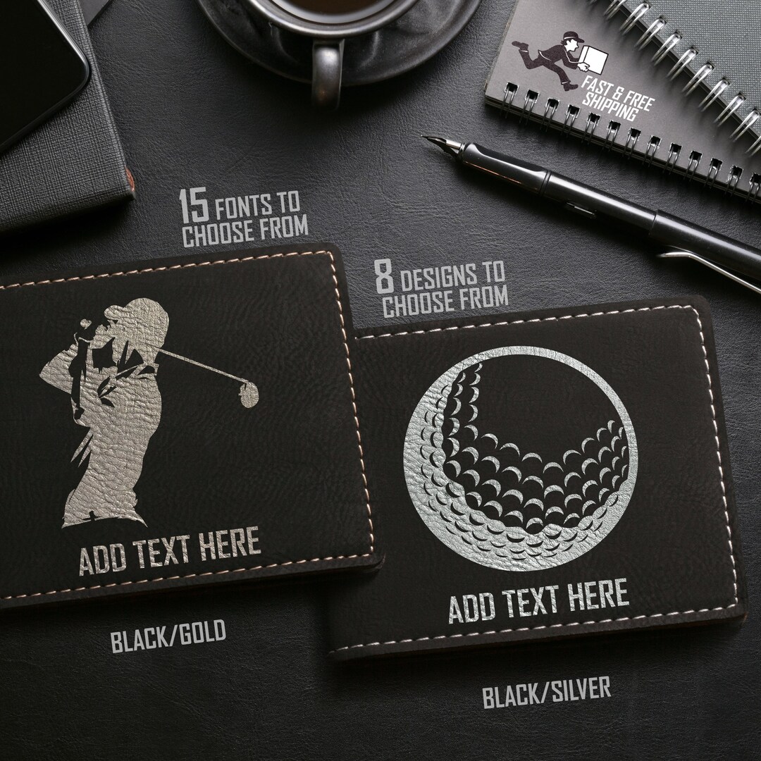 Custom Golf Wallet – Engraved Faux Leather Bifold, Personalized Wallet ...