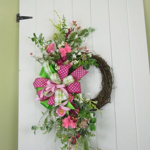Spring Wreath, Bright Wreath for Spring and Summer, Bright Pink, Rose ...