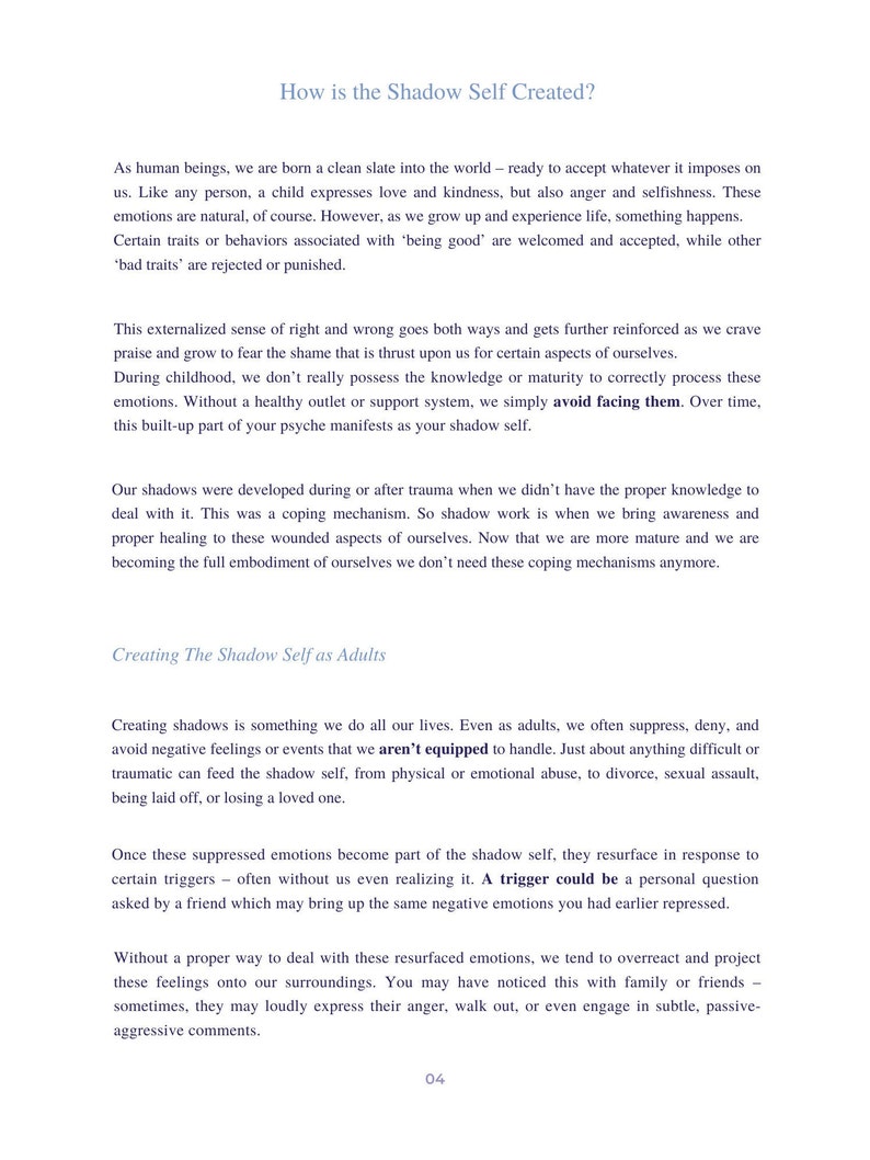 SHADOW WORK GUIDEBOOK With Exercises and Examples - Etsy