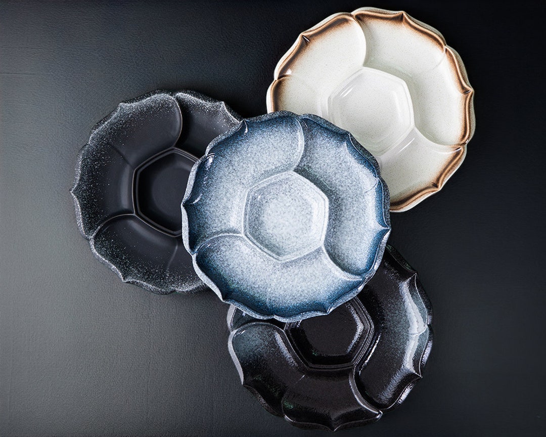 Porcelain 4-compartment Divided Snack Serving Plate | Asian Condiment ...