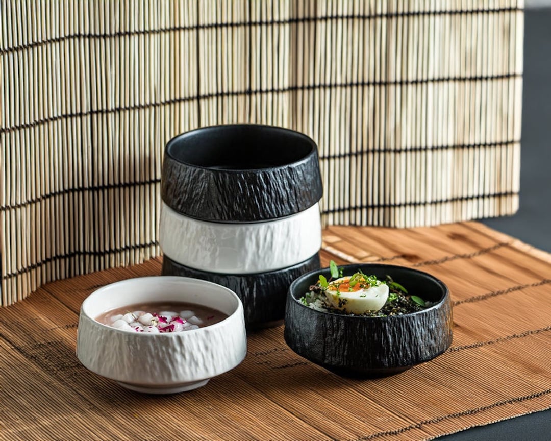 Modern Black, White Stackable Soup Bowls | Contemporary Decorative ...