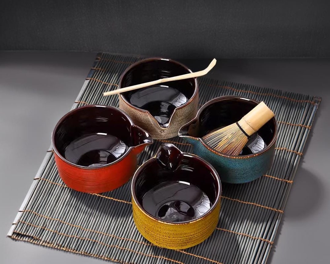Vibrant Ceramic Matcha Tea Set in Red, Blue, Yellow | Colorful Matcha ...