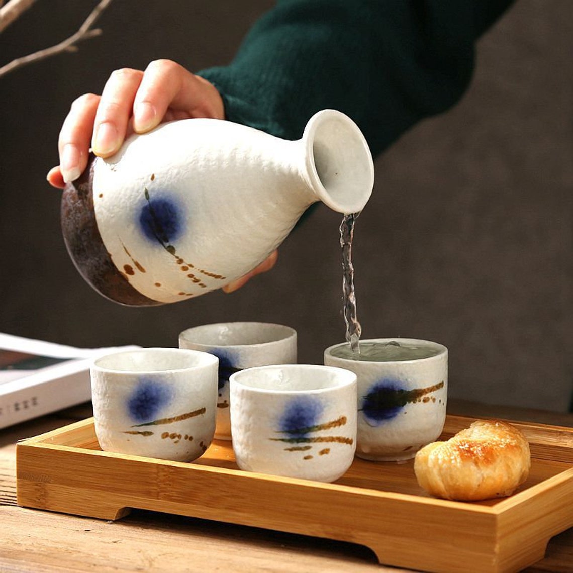 Contemporary Ceramic Sake Set Aesthetic Sake Carafe and Cups - Etsy