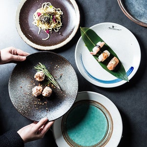 Contemporary Porcelain Asian Dinner Plates Round Ceramic Dishes for ...