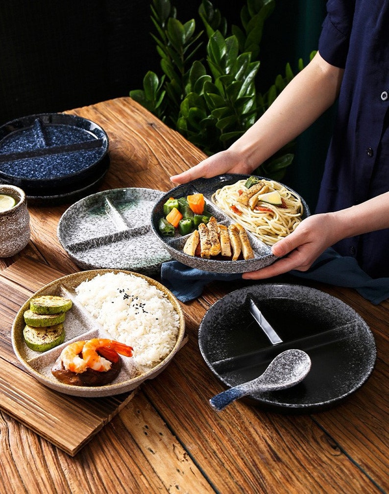 Japanese Style Ceramic Appetizer Platter With 3 Compartment - Etsy