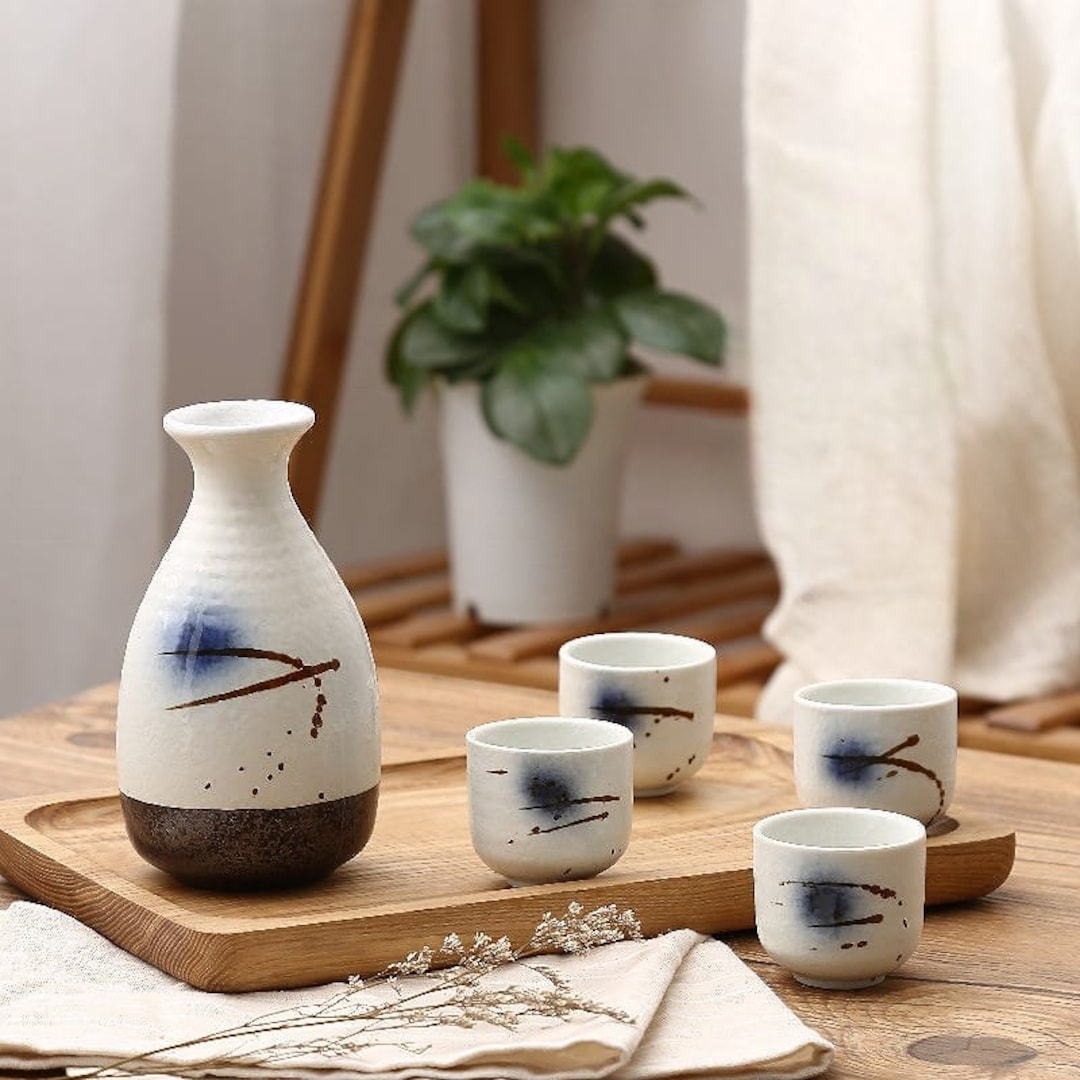 Contemporary Ceramic Sake Set Aesthetic Sake Carafe and Cups Japanese ...