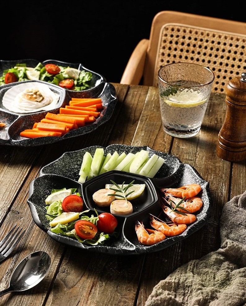 Porcelain 4-compartment Divided Snack Serving Plate - Etsy