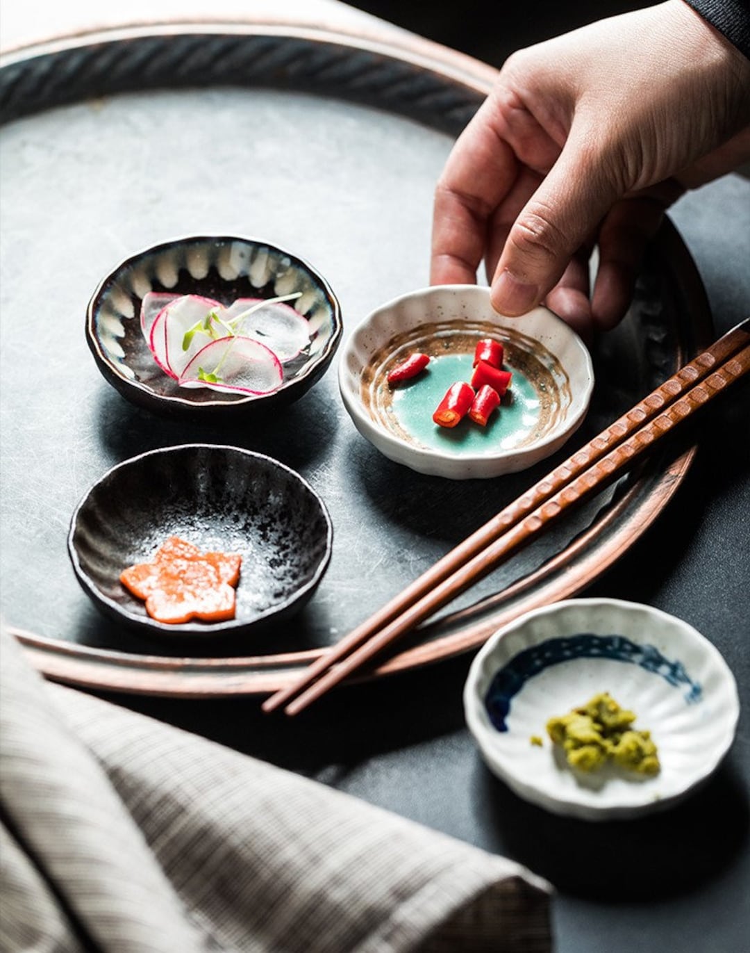 Asian Ceramic Dipping Sauce Bowls Set of 4 Japanese Style Soy Sauce ...