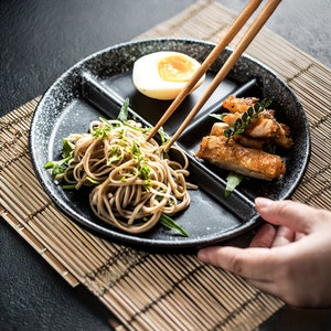 Japanese Style Ceramic Appetizer Platter With 3 Compartment Divided ...