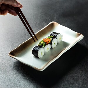 Japanese Style Rectangular Blue, White, Black Platters | Asian ...
