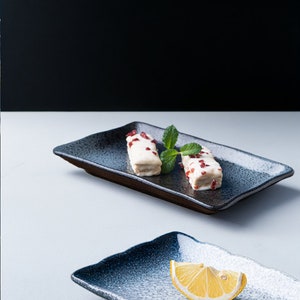 Japanese Style Rectangular Blue, White, Black Platters | Asian ...