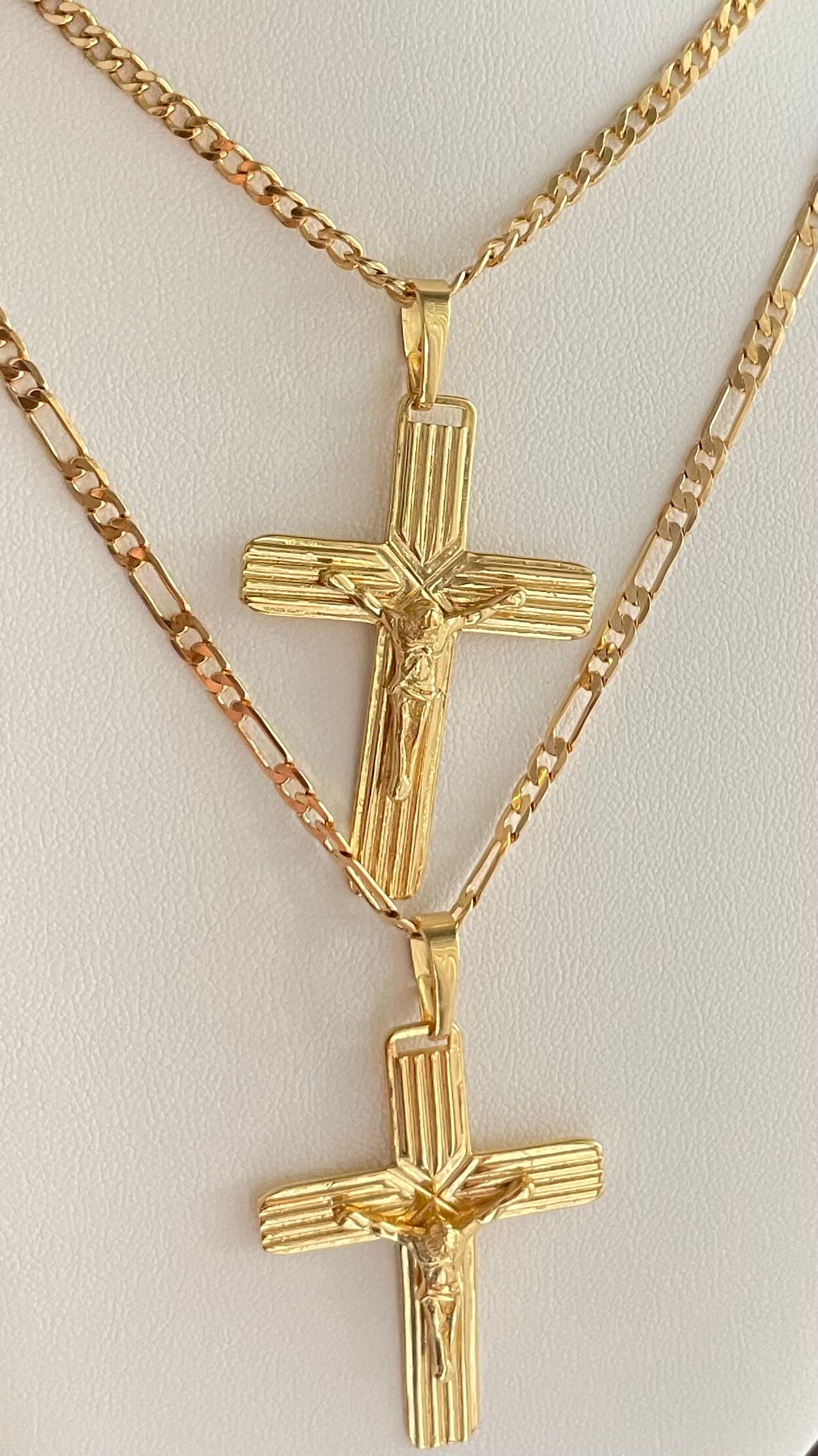 Gold Filled Men Cross Necklace • Large Cross Pendant • 18K Gold Filled ...