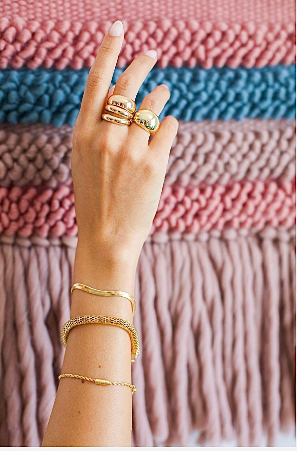 Double Dome Chunky Gold Ring • Gold Plated Double Band Ring ...