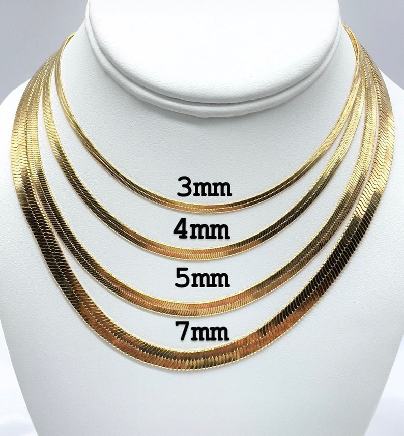 Gold Herringbone Flat Necklace 18K Gold Filled Flat Snake - Etsy