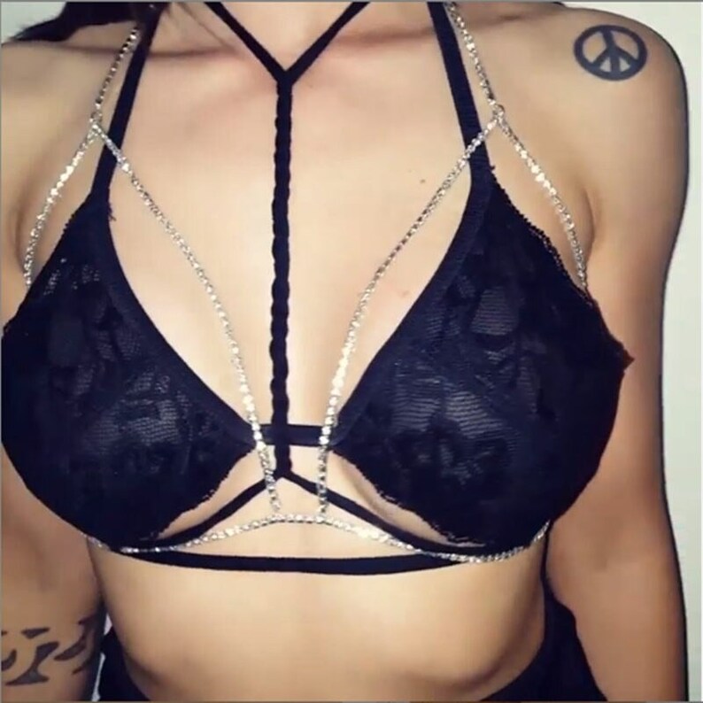 Bohemian Summer Beach Sexy Chest Chain For Women Girls Rhinestone Chest