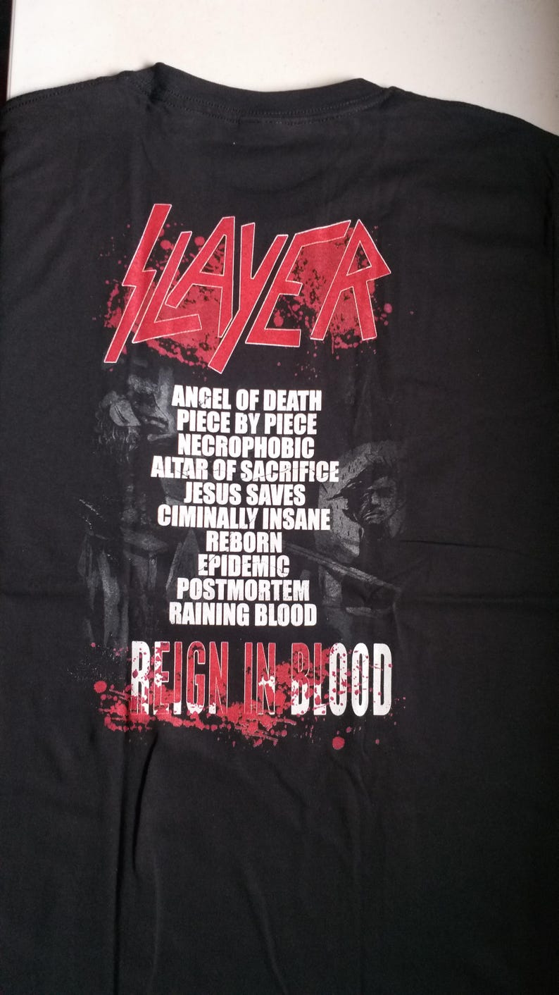 Slayer Reign Blood T Shirt Metallica Megadeth Overkill Exodus Kreator ...