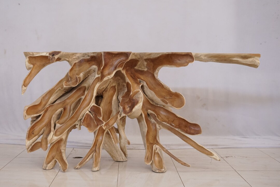 43 Teak Tree Root Console, Entryway Console, Wood Sideboard, Handmade ...