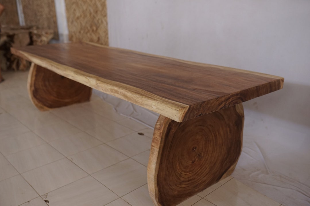 Solid Teak Wood Dining Table, Unfinished Table, Live Edge Solid Wood ...