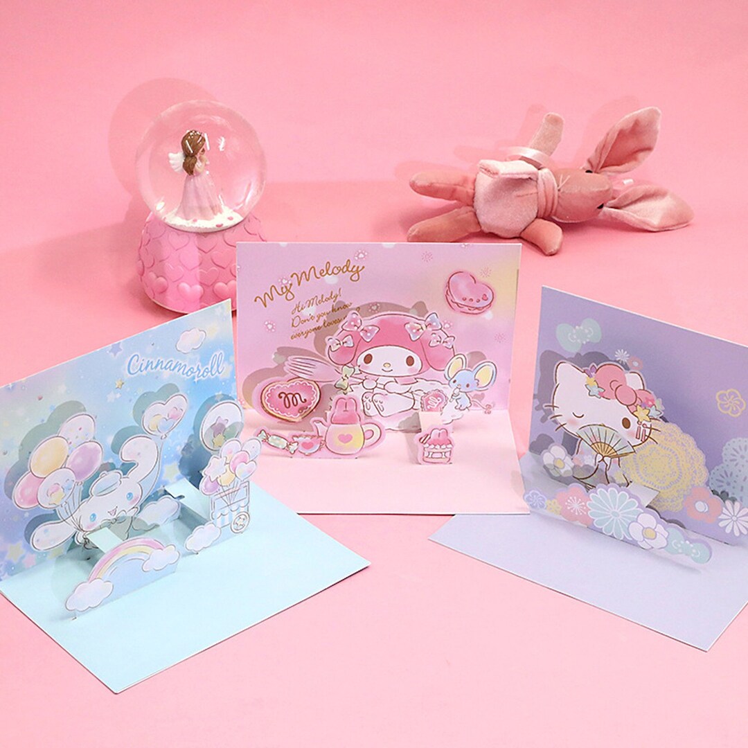 Cinnamoroll - My Melody Rabbit - Hello Kitty 3D Pop up Greeting Card - Etsy