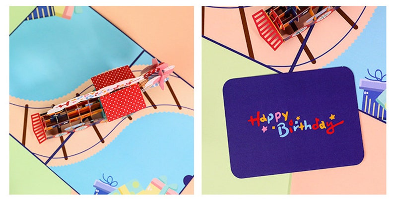 Happy Birthday Train 3d Pop Up Congratulation Card Bunny And Balloon