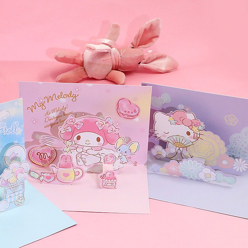 Cinnamoroll My Melody Rabbit Hello Kitty 3D Pop up Greeting Card - Etsy