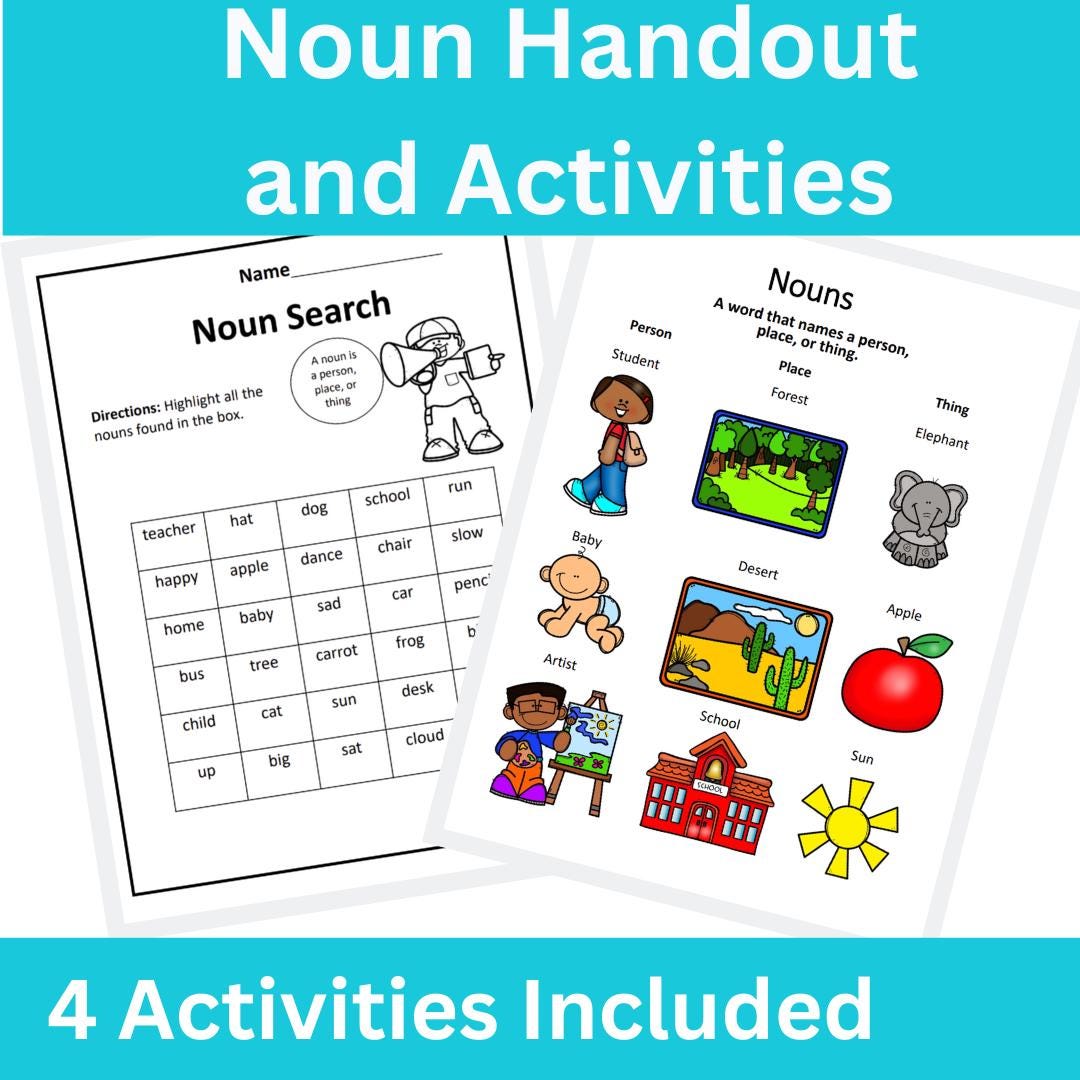 Kindergarten First Grade Noun Activities Pack - Etsy