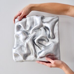 Modern Metallic Sculpture Wall Art Chrome Effect, Abstract Sculpture ...