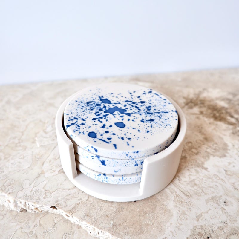 Blue Coaster Set - Etsy