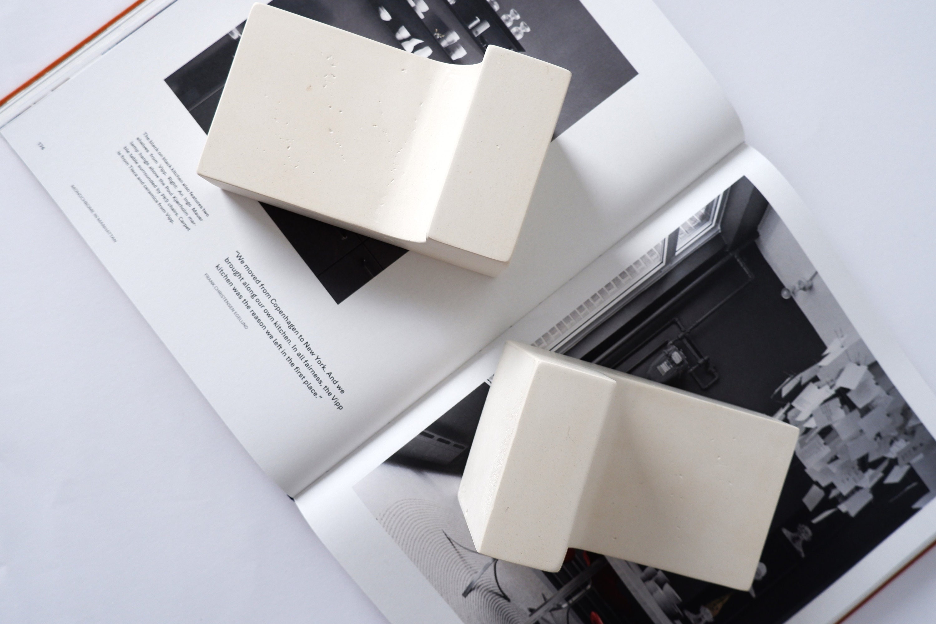 Minimalist White Plaster Bookends Set – Sculptural Shelf Decor - Etsy