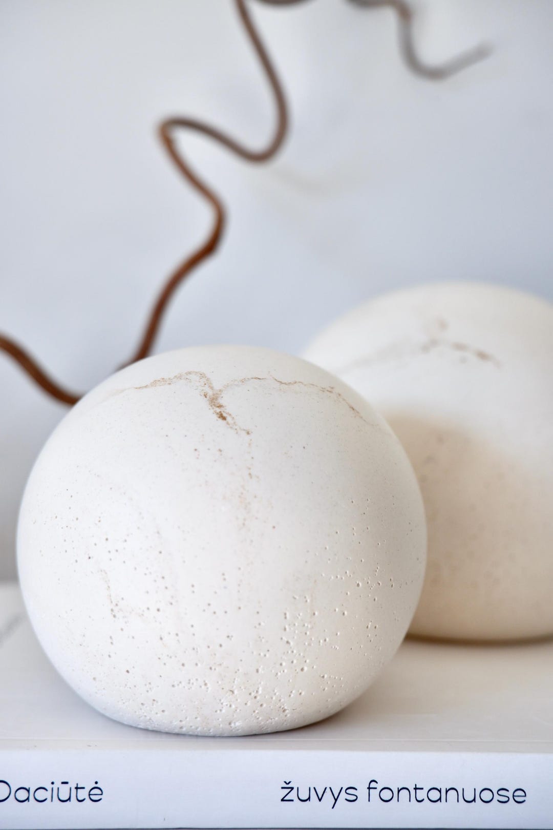 Elegant Marble Effect Plaster Sphere Set - Modern Sculptural Orb Decor ...