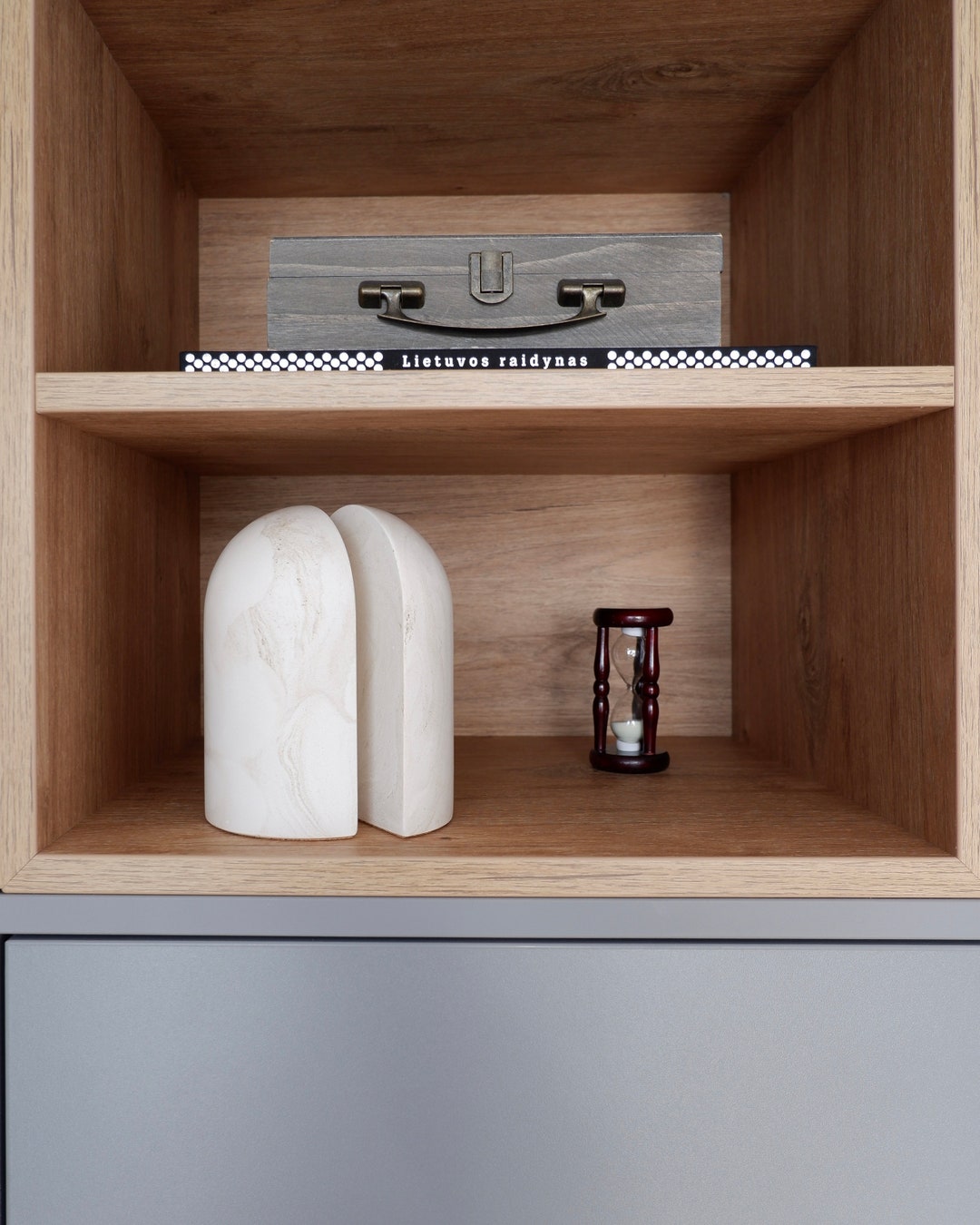 Gentle Beige Marble Effect Bookends, Minimalistic Design Bookends ...