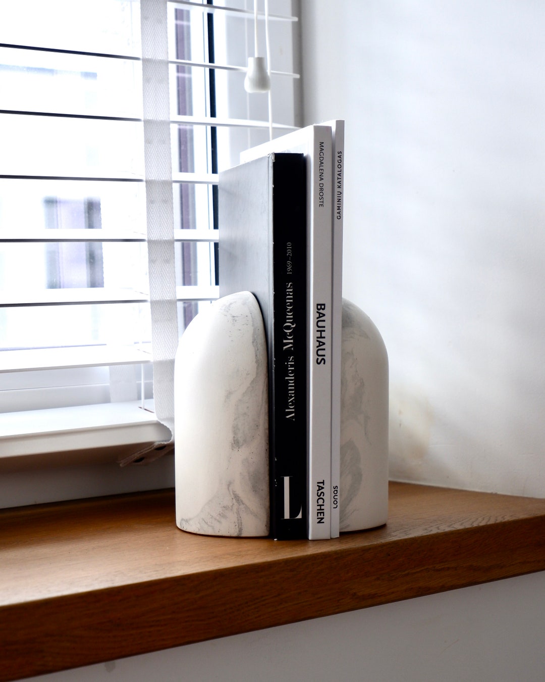 Modern Design Bookends Set, Black Marble Bookends, Bookshelf Decor ...