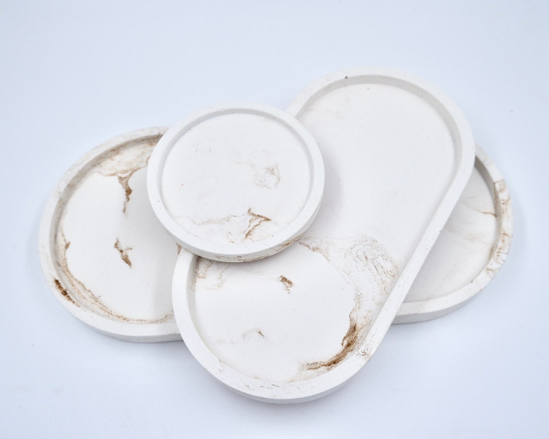 Marble Effect Plaster Jewelry and Small Things Trays Set - Etsy