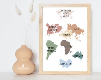 Continents of the World Classroom Decor Wall Art, Printable Classroom ...