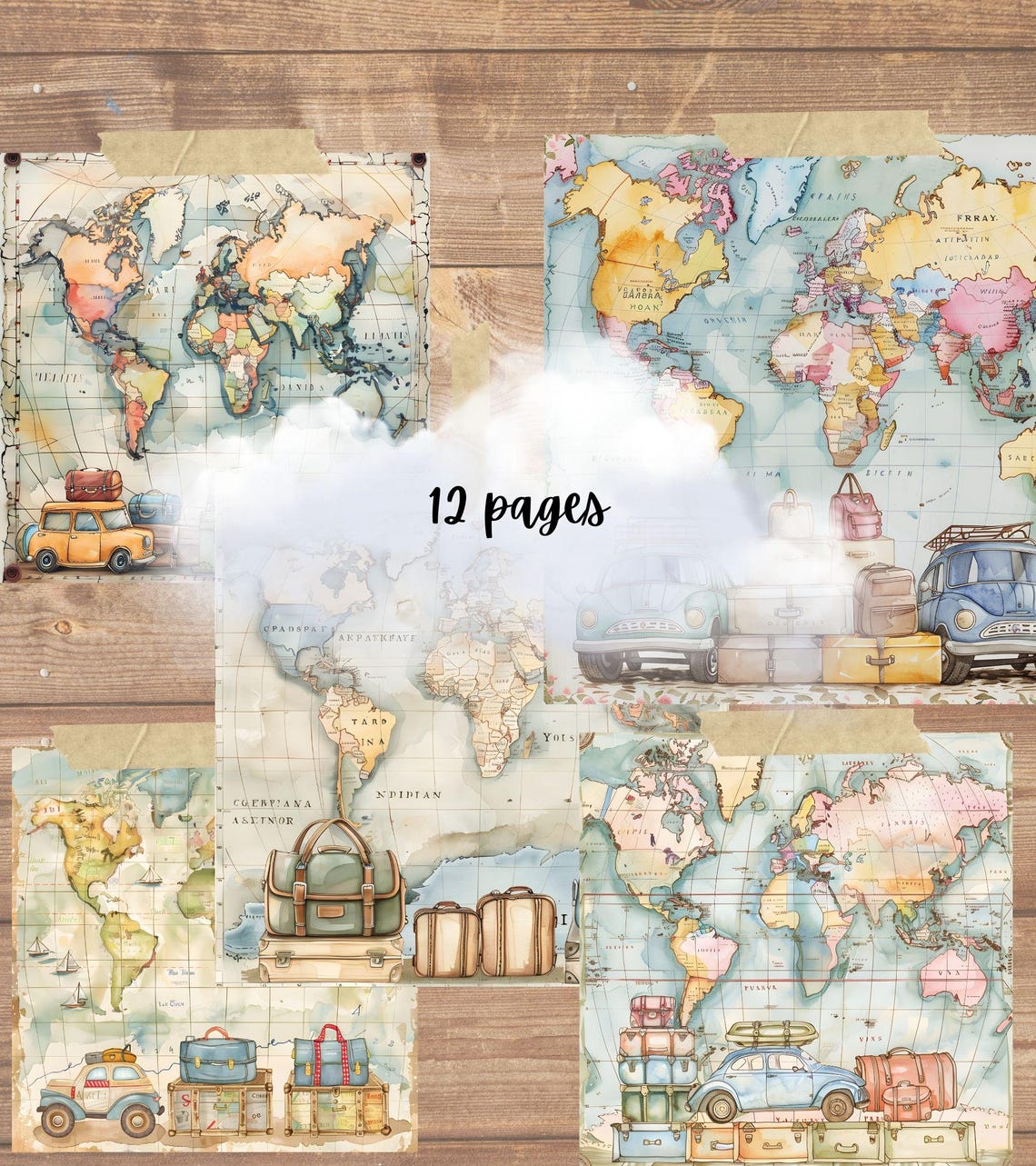 Vintage Travel Scrapbook Paper, Designer Paper, Handmade, Craft - Etsy