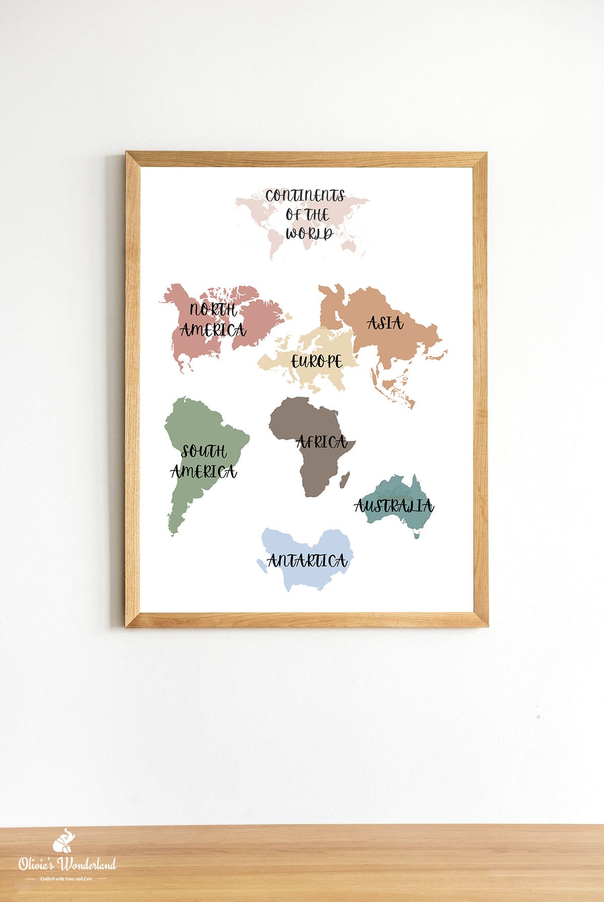 World Continents Poster - Etsy